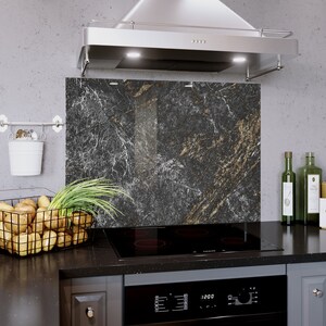 Kitchen Splashback Natural Marble Granite Stone Texture Rock Tempered ...