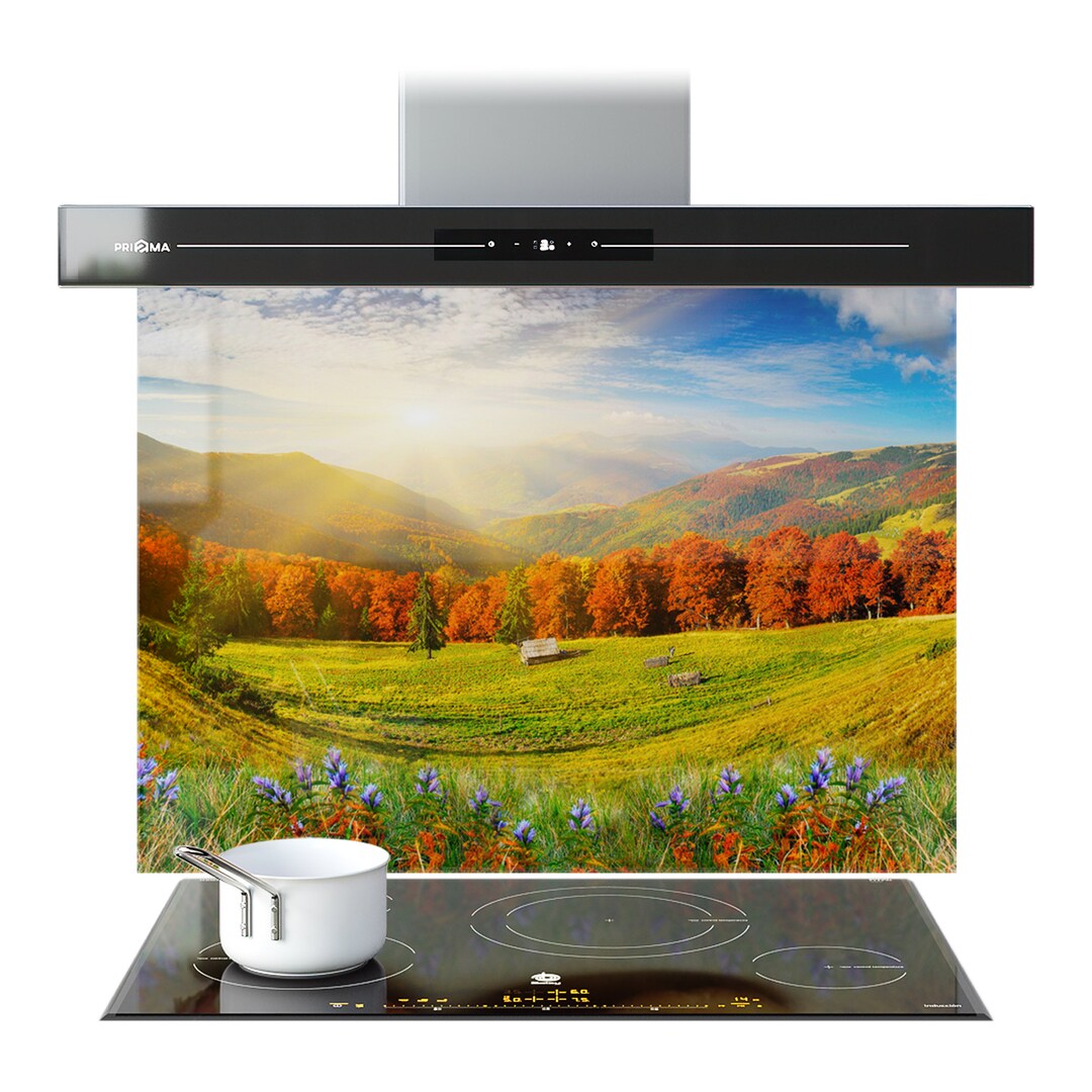 Kitchen Splashback Mountains Autumn Alps Tempered Glass Backsplash Wall ...