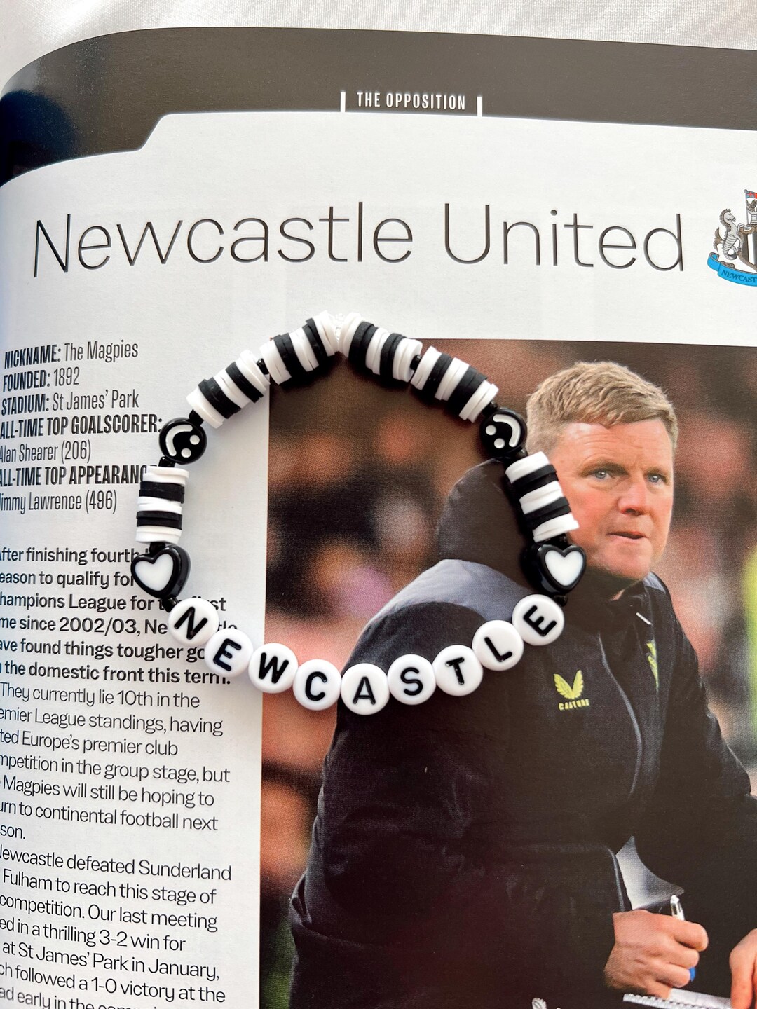 Newcastle United NUFC Black & White Beaded Player Bracelets - Etsy UK