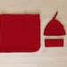 Baby Boy Solid Holiday Red Swaddle Blanket Set, Plain Scarlet Christmas ...