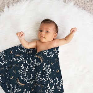 Personalized Boho Moons Swaddle Gift Set for Baby Boy / Girl, Celestial ...