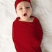 Baby Boy Solid Holiday Red Swaddle Blanket Set, Plain Scarlet Christmas ...