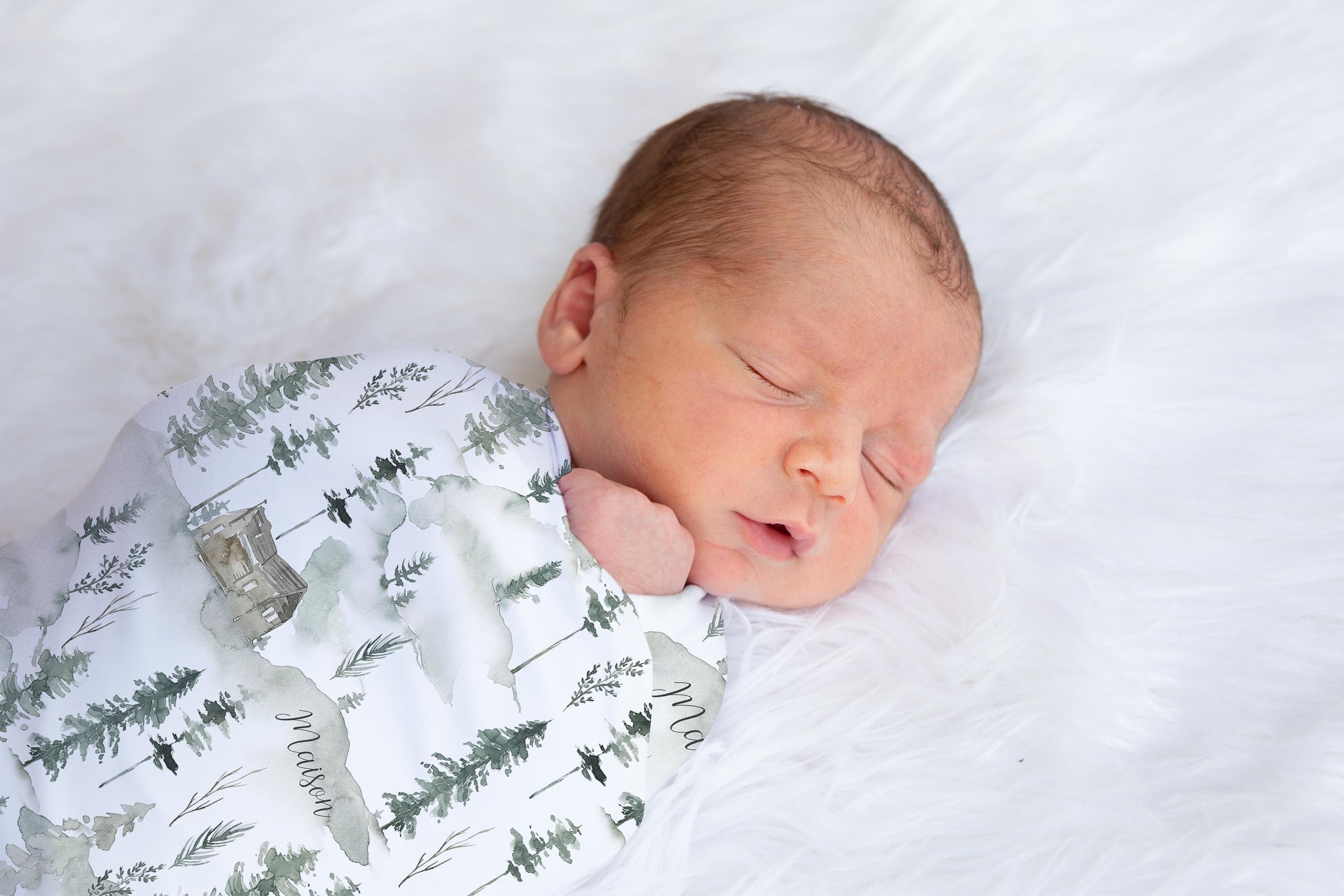 Custom Name Nature / Forest Baby Boy Swaddle Set Personalized - Etsy