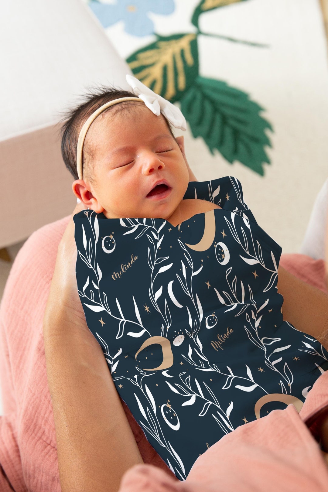 Personalized Moons Planets and Stars Baby Swaddle Set, Custom Name ...