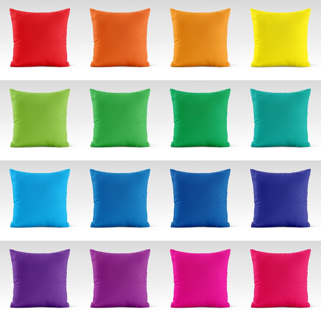 Brightly Colored Solid Square Throw Pillow Cases - 14x14, 16x16, 18x18 ...