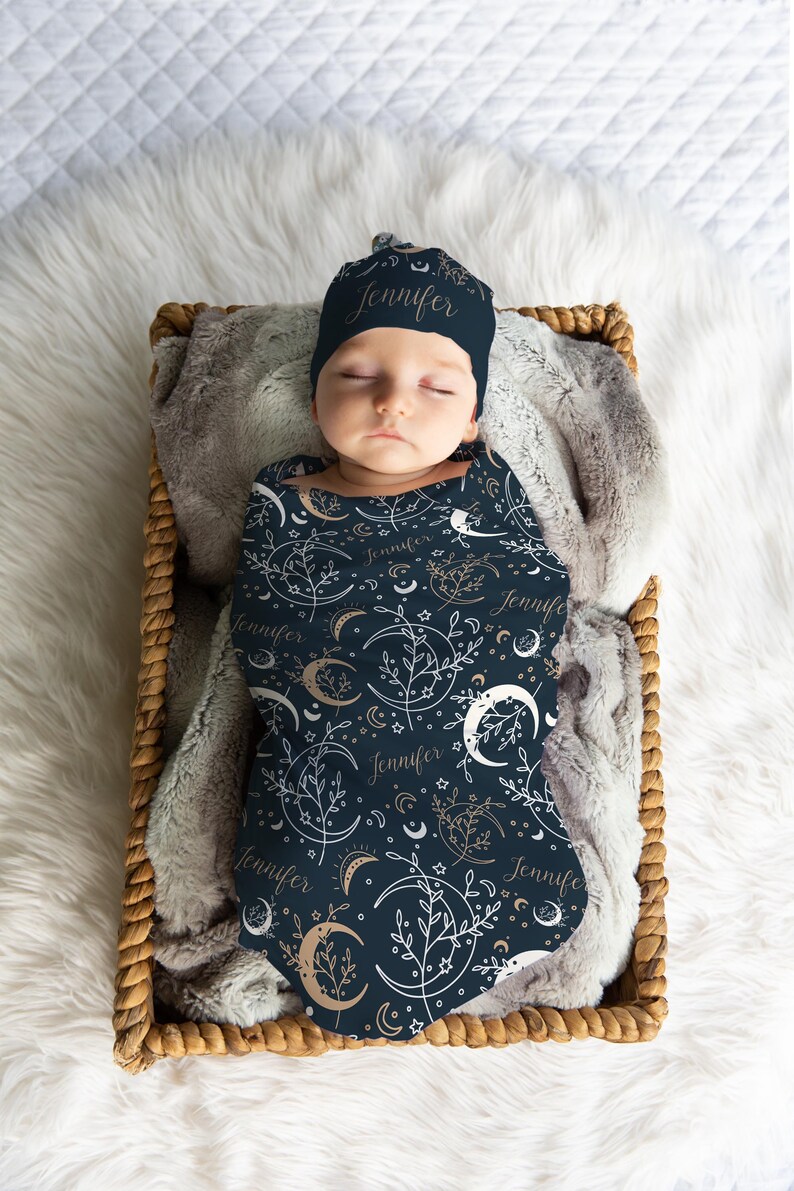 Celestial Moons Custom Name Knotted Gown Set, Bohemian Stars Baby Boy ...