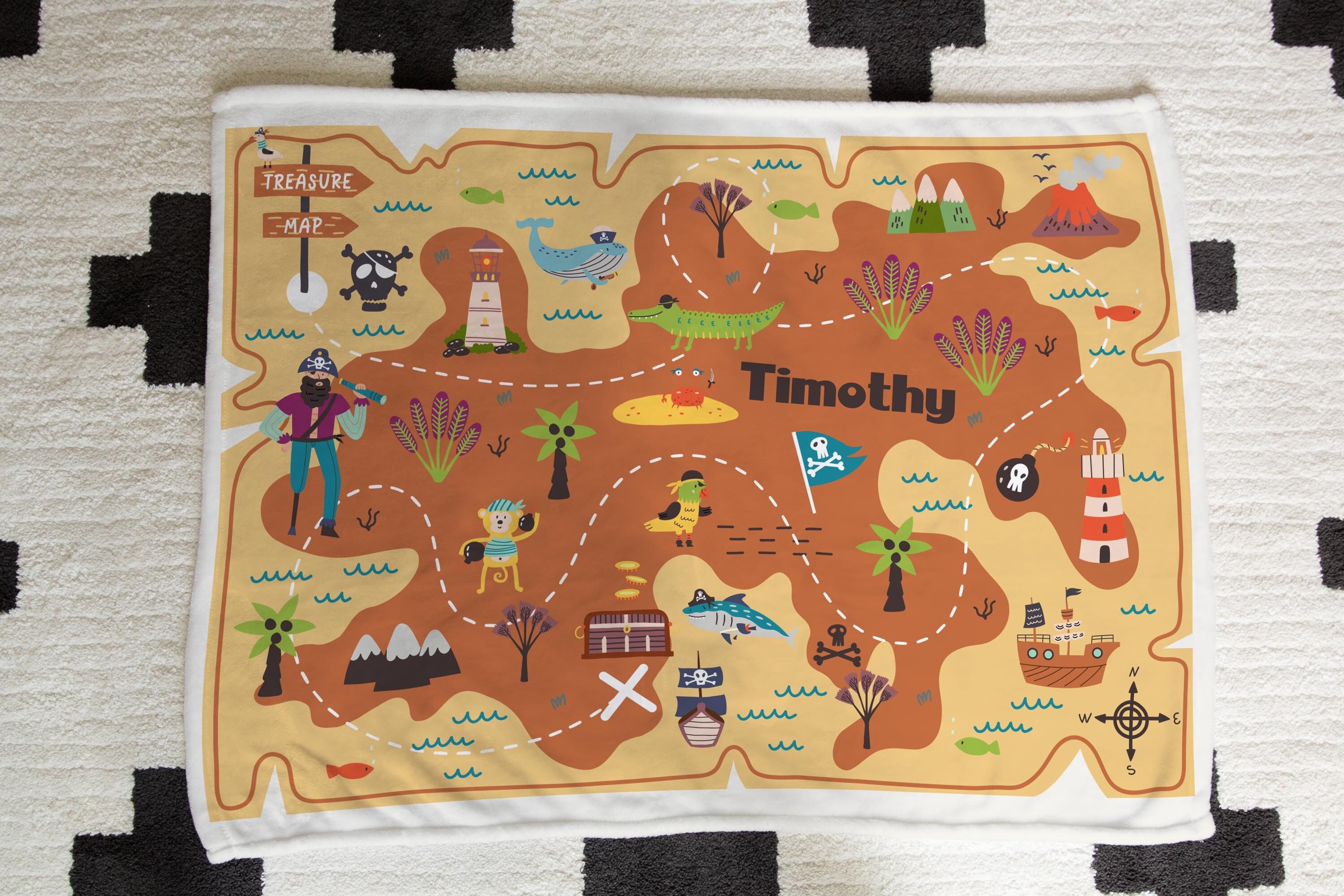 Personalized Kid's Pirate Treasure Map Minky Blanket - Etsy