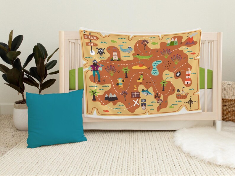 Personalized Kid's Pirate Treasure Map Minky Blanket - Etsy