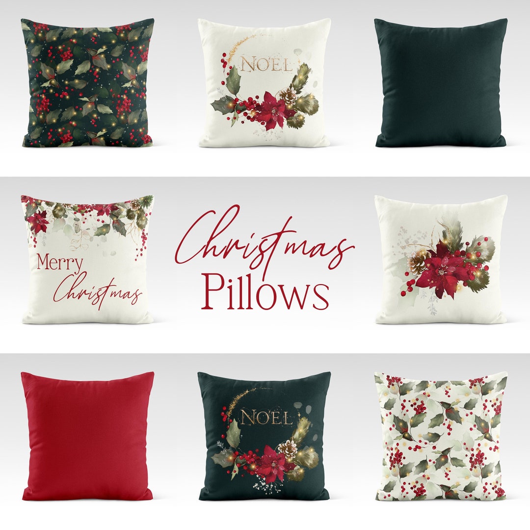 Holiday Square Throw Pillow Covers in 14x14 16x16 18x18 20x20 24x24 ...