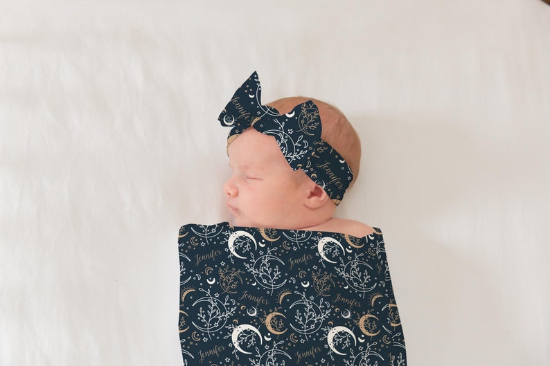 Celestial Moons Custom Name Knotted Gown Set, Bohemian Stars Baby Boy ...