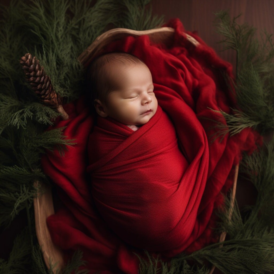 Baby Boy Solid Holiday Red Swaddle Blanket Set, Plain Scarlet Christmas ...