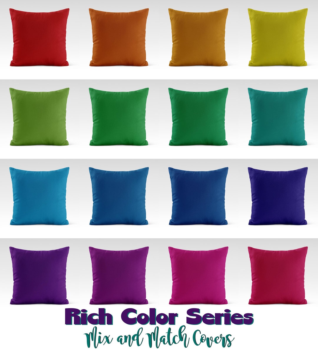 Autumn Jewel Tone Solid Square Throw Pillow Covers, 14x14 16x16 18x18 ...
