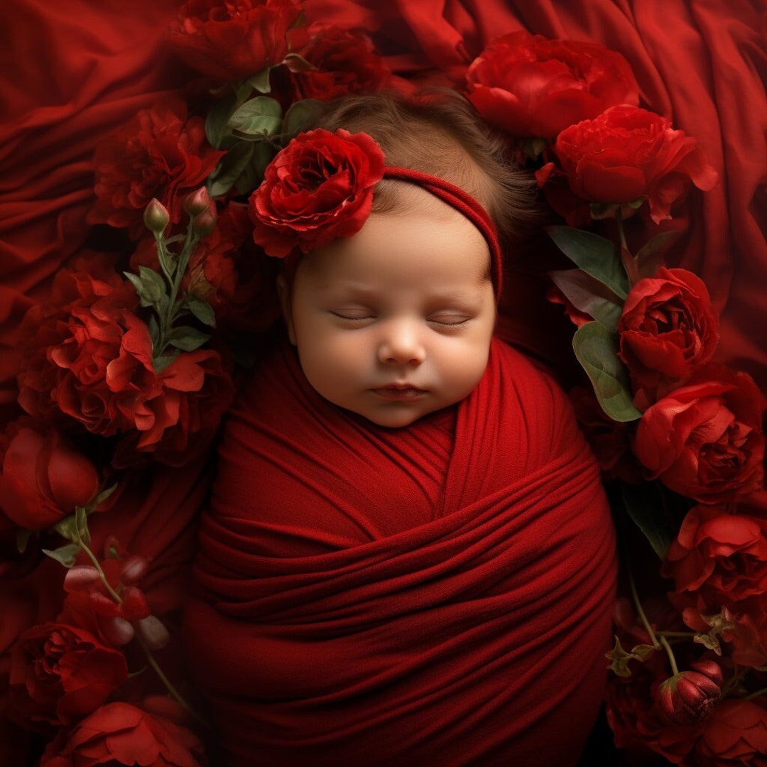 Baby Girl Solid Red Swaddle Blanket Set, Boy Plain Scarlet Beanie, Ruby ...