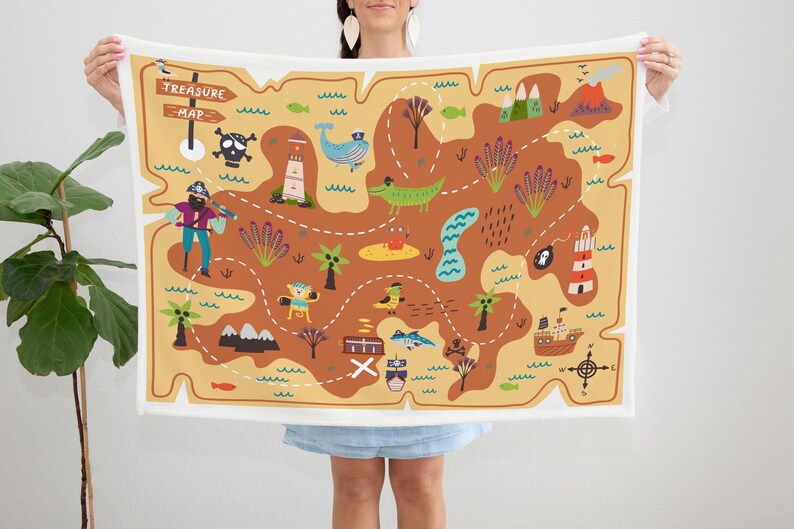 Personalized Kid's Pirate Treasure Map Minky Blanket - Etsy