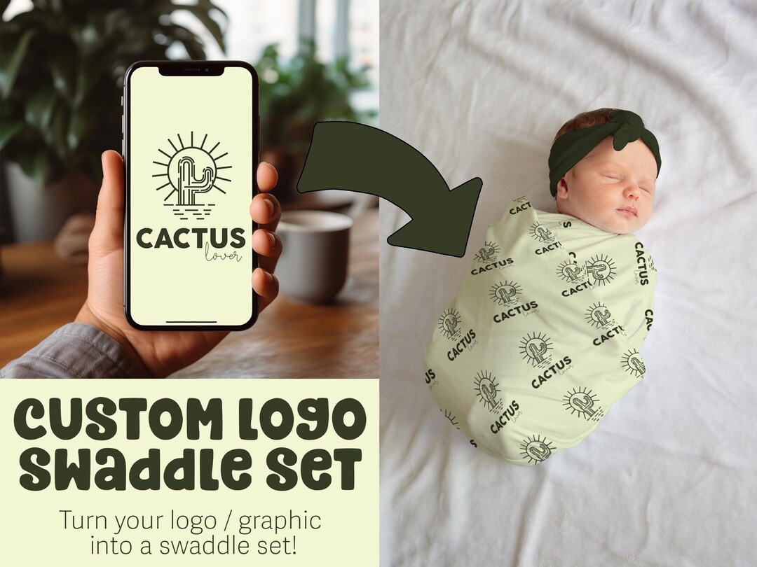 Custom Logo Swaddle Set, Design Your Own Newborn Outfit, Business ...