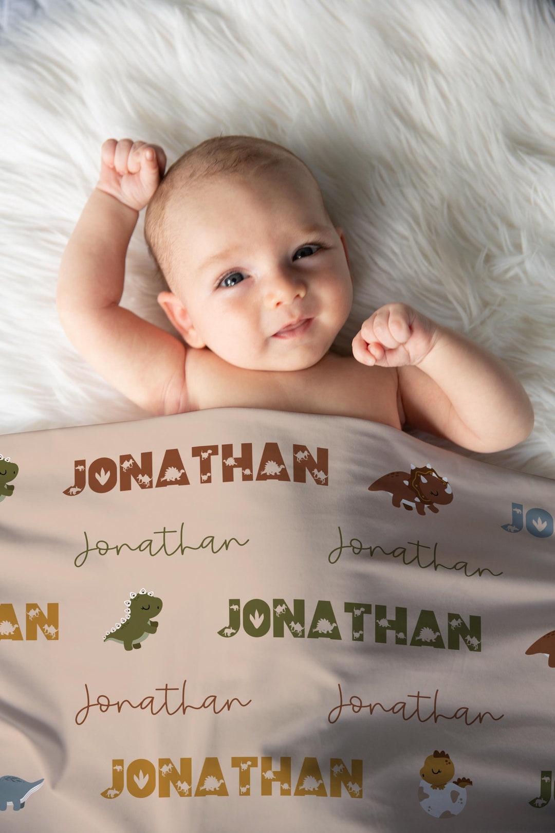 Personalized Baby Boy T-rex Swaddle, Dinosaur Knot Hat W/ Custom Name ...