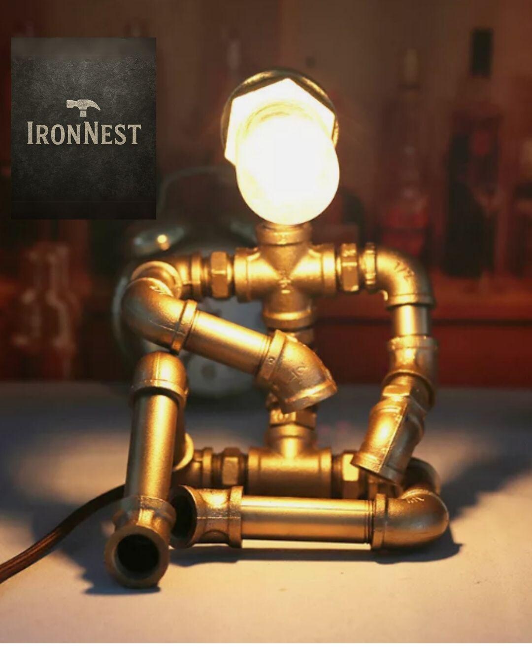 Retro Robot Water Pipe Desk Light Steampunk Industrial Vintage Table ...