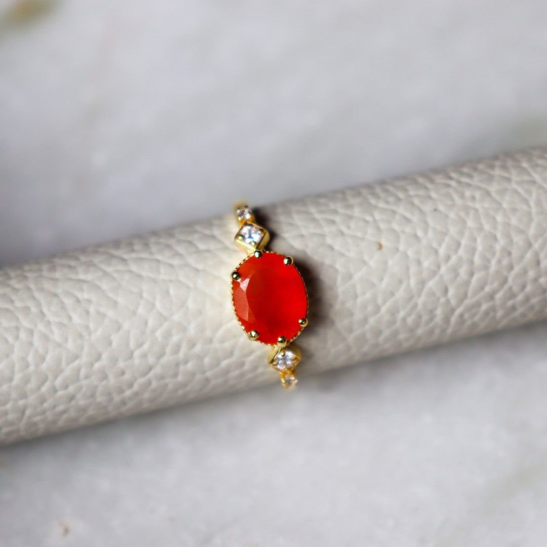 Pure Carnelian Ring 18k Gold Vermeil, High-grade Natural Gemstone Ring ...