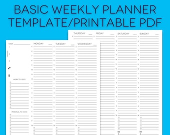 Minimalist Weekly Planner Template Black and White Printable Schedule ...