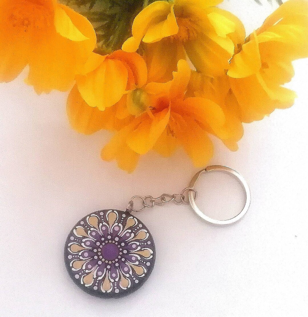 Keychain for Women Mandala Dot Art Keychainhand Painted - Etsy