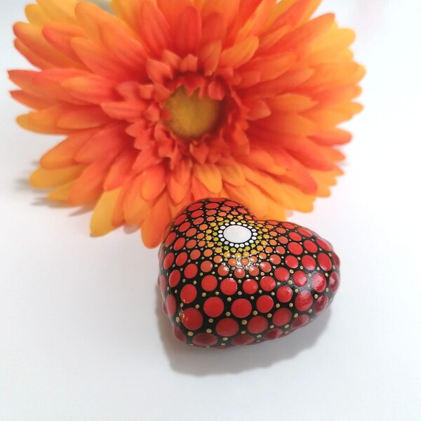 Painted Stone Heart - Etsy