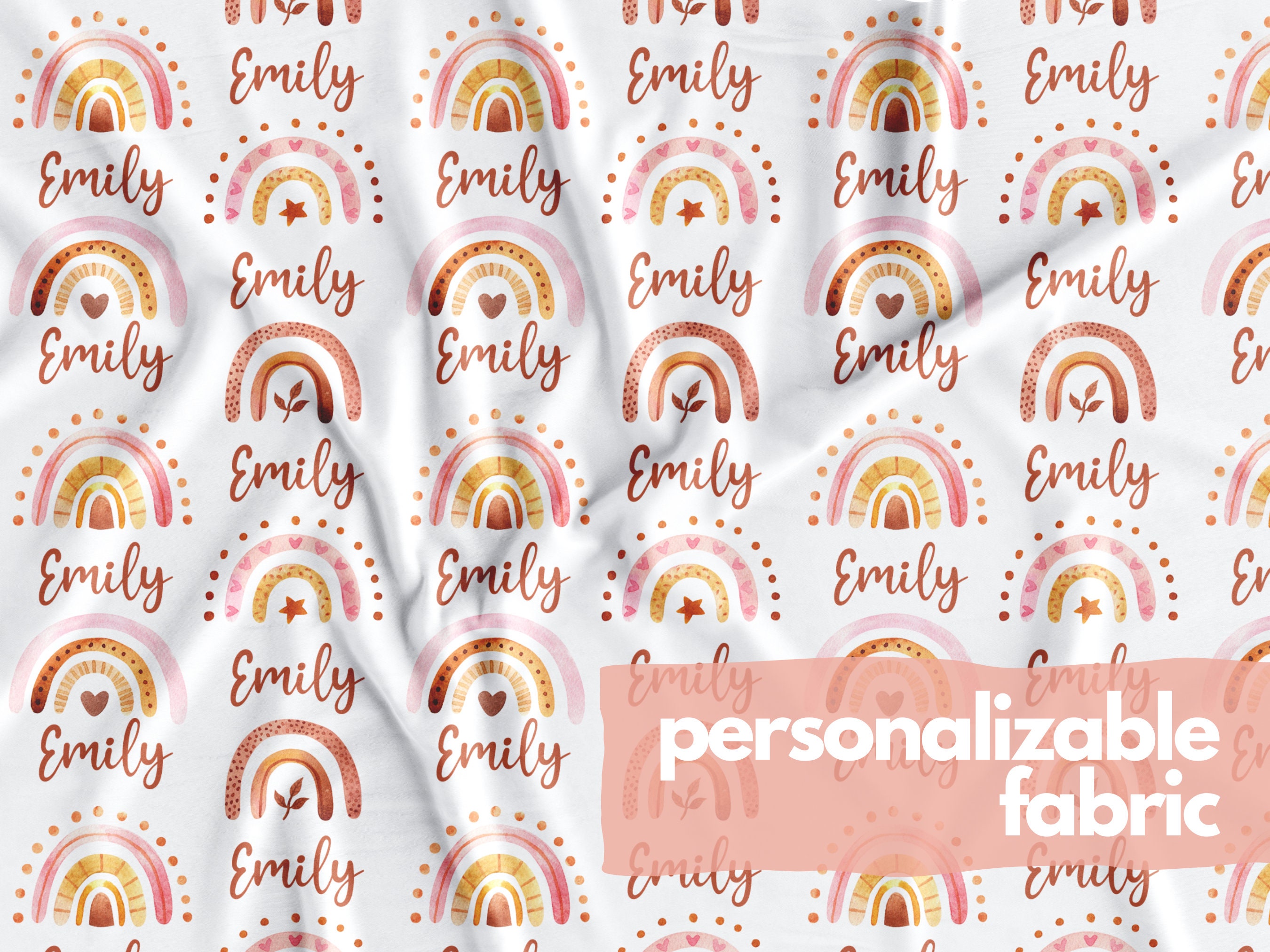 Baby Rainbow Personalized Fabric Name Rainbow Fabric Fabric Gift Idea ...