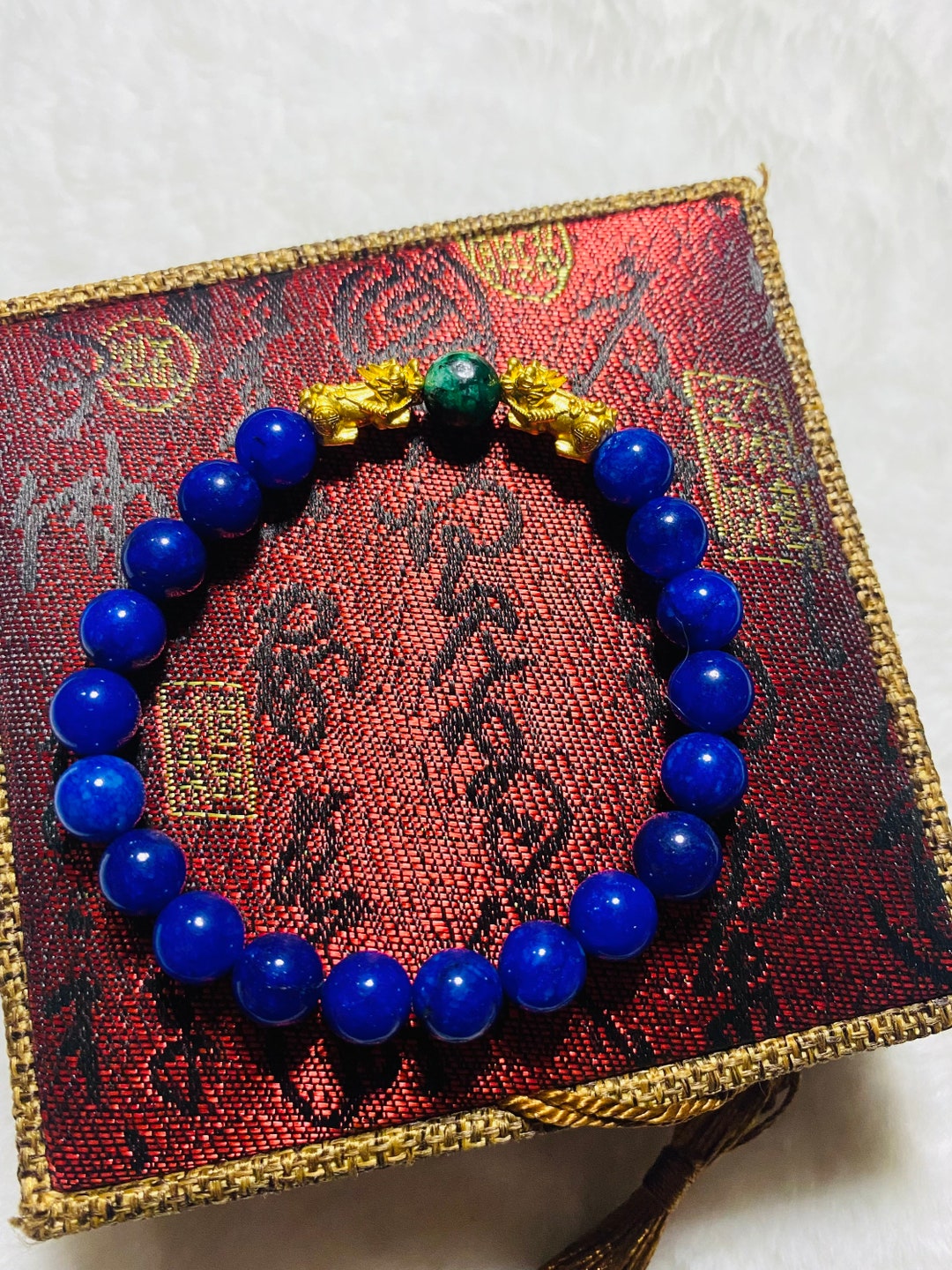 24K Hollow Gold Pixiu With Blue Sapphire Quartz - Etsy