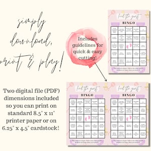 BINGO - Baby Shower Girl Printable Bingo Game, Instant PDF Download ...