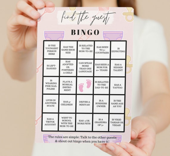 BINGO Baby Shower Girl Printable Bingo Game Instant PDF - Etsy