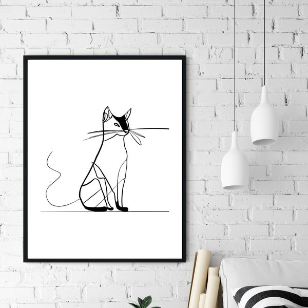 Cat Line Drawing - Etsy