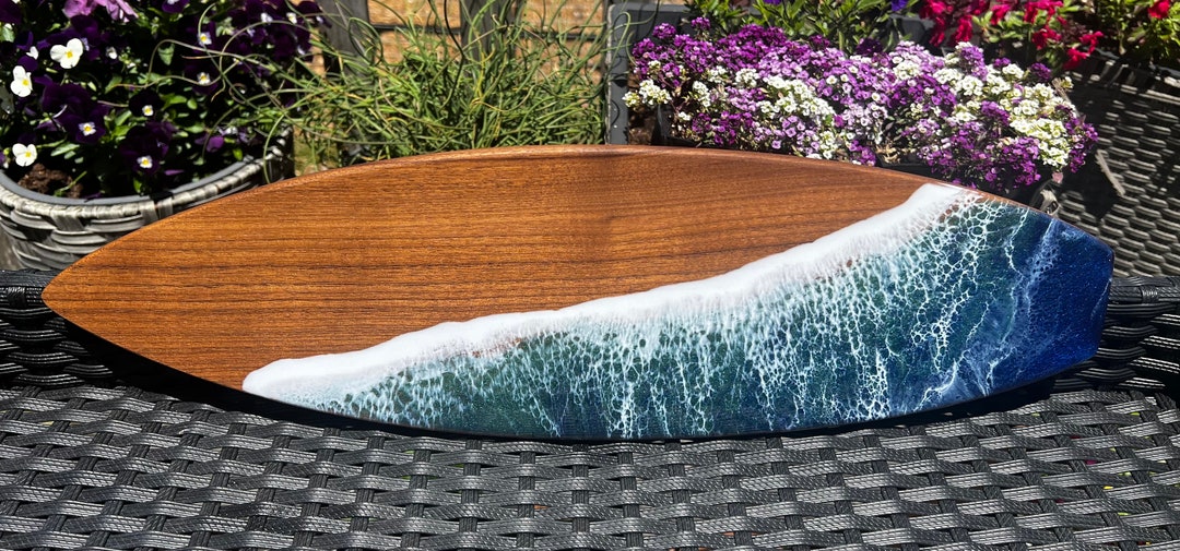 Surfboard Serving Platter Made With Walnut and Epoxy - Etsy