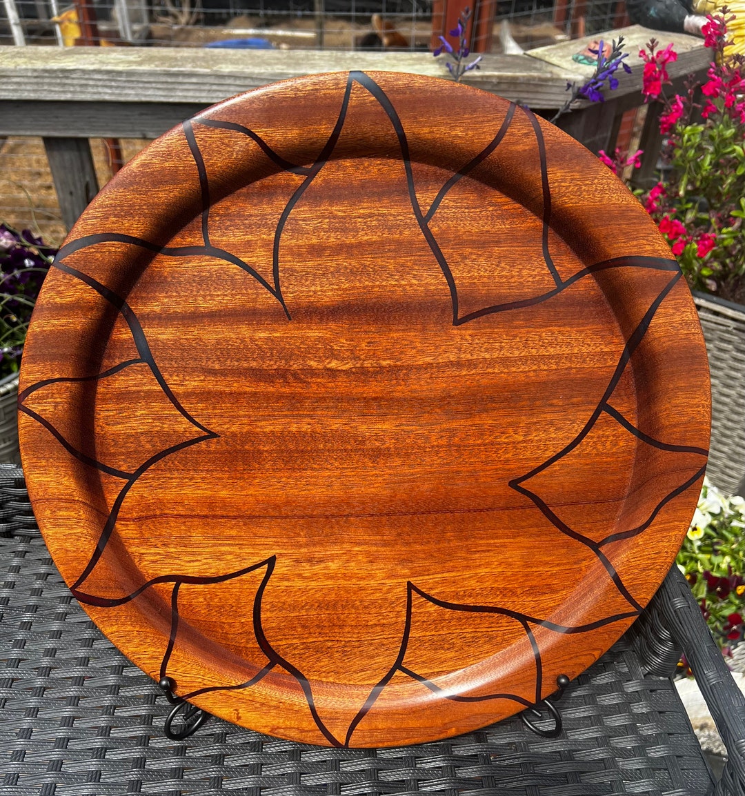 Large Round Flower Platter With Epoxy - Etsy