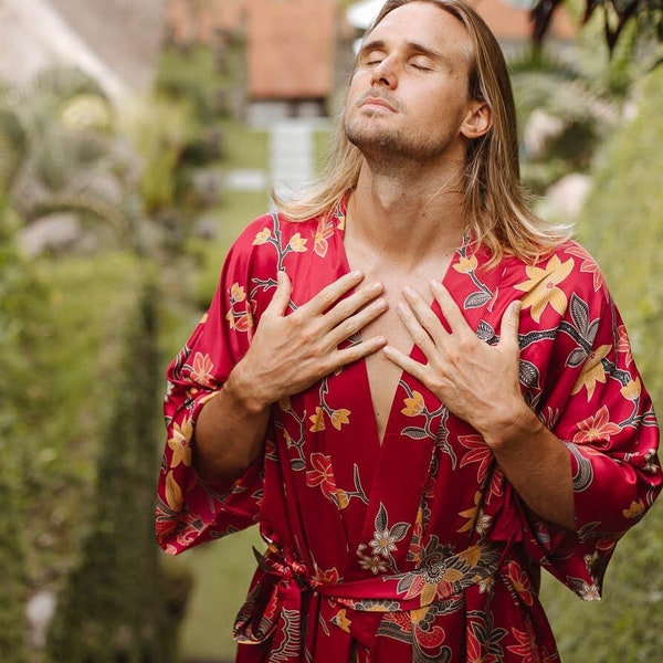 Mens Red Satin Robe - Etsy