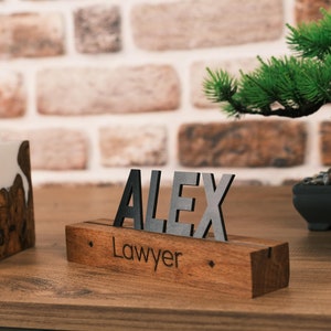 Personalized Wooden Name Plate, Office Desk Sign, Coworker Gift, Desk ...