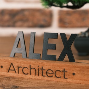 Custom Desk Wood Name Plate , Office Accessory Gift, Gift for Boss ...