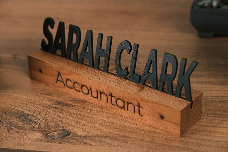 Custom Wooden Name Plate, Personalized Desk Nameplate, Coworker Gift - Etsy