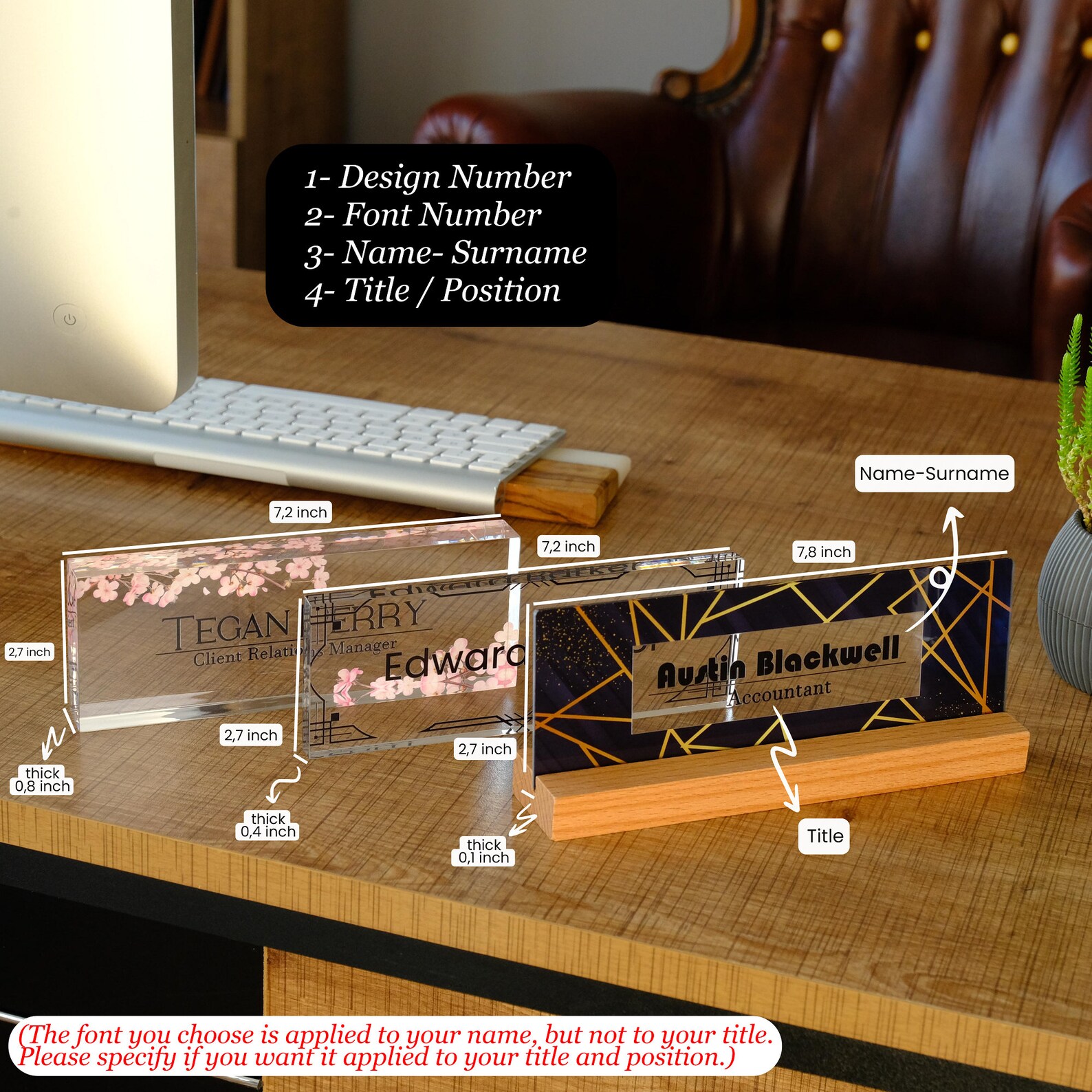 Personalized Acrylic Desk Name Plate, Custom Office Decor - Etsy