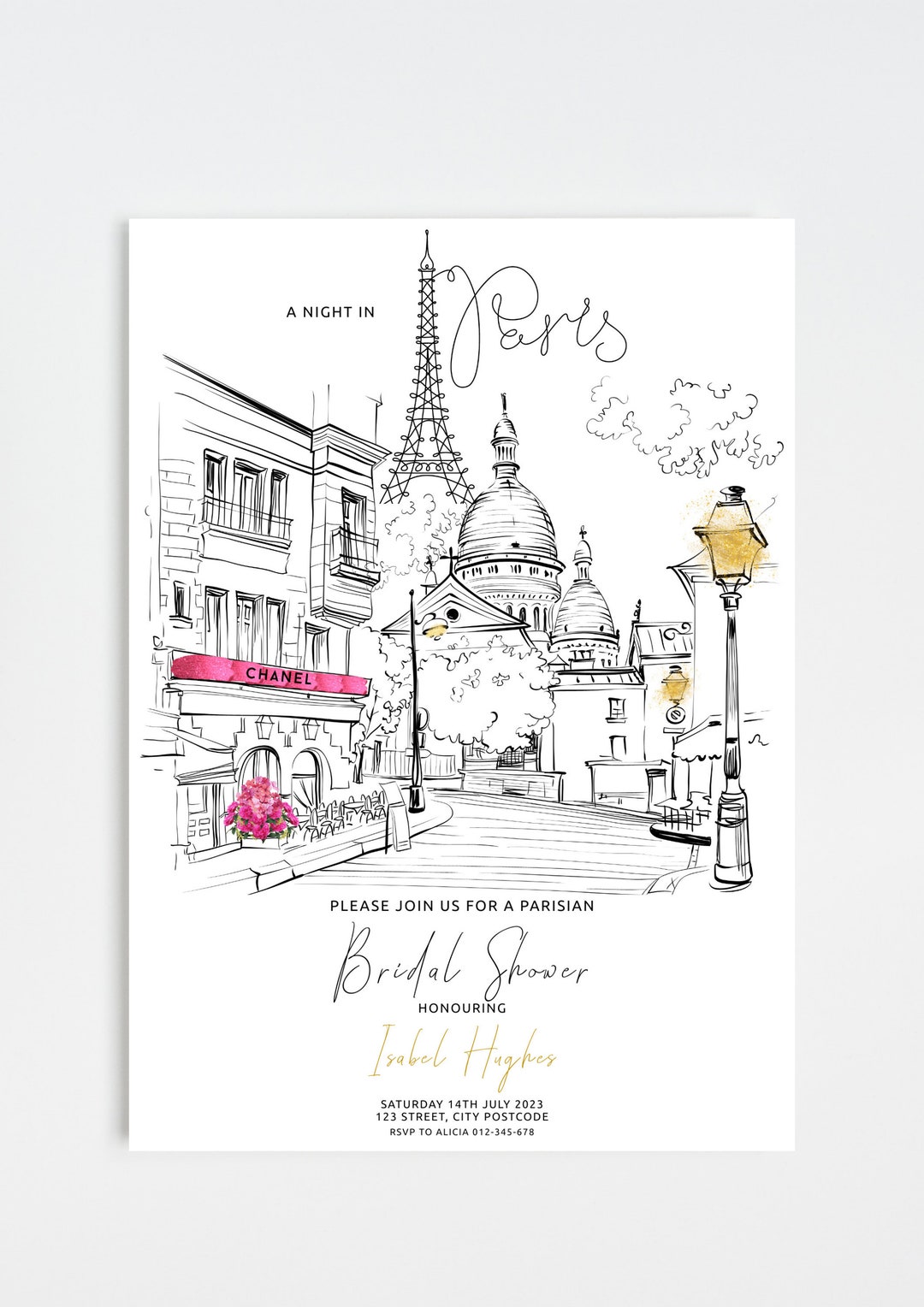 EDITABLE Paris Bridal Shower Invitation, Paris Theme, Invitation ...