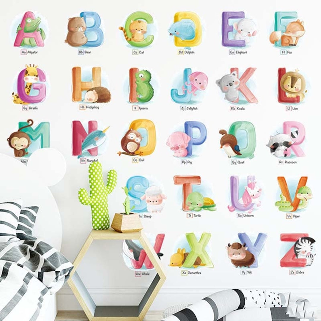 Alphabet Wall Decal Alphabet Wall Stickers ABC Wall Decals - Etsy