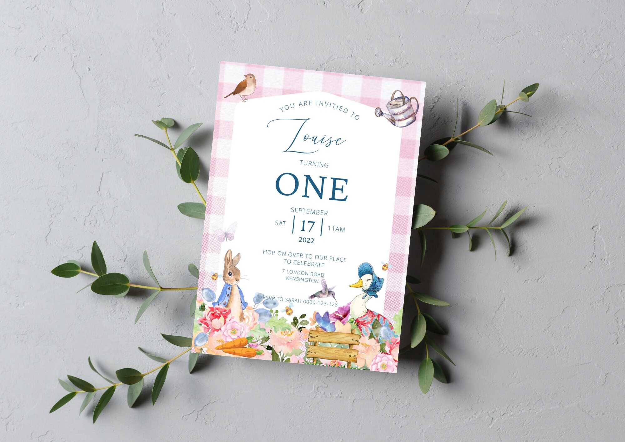 EDITABLE Peter Rabbit Birthday Invitation First Birthday - Etsy