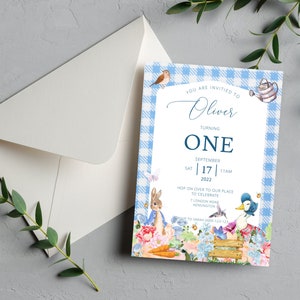 EDITABLE Peter Rabbit Birthday Invitation - First Birthday Invitation ...
