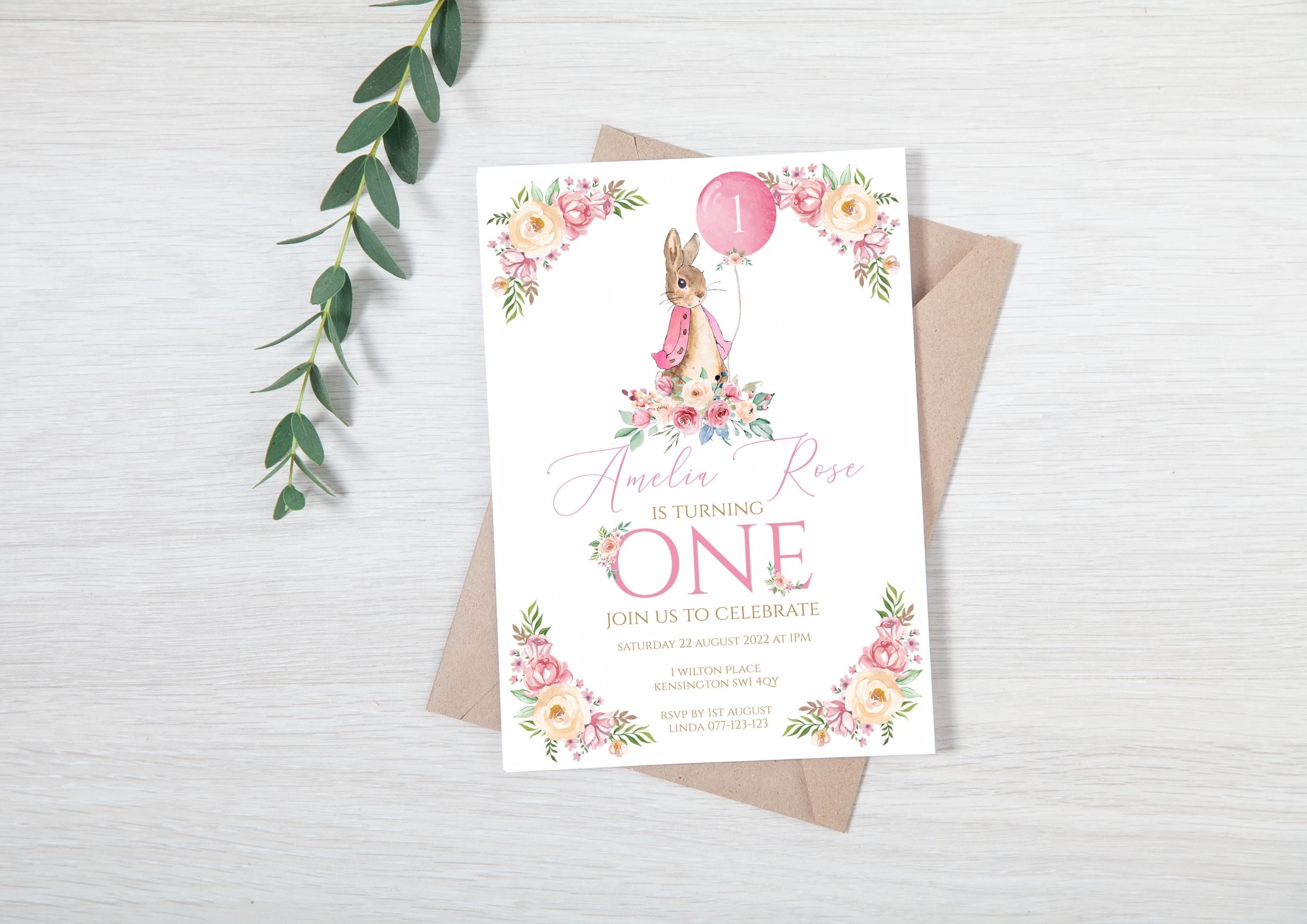 Peter Rabbit Editable Birthday Bundle, Pink Peter Rabbit Theme Birthday ...