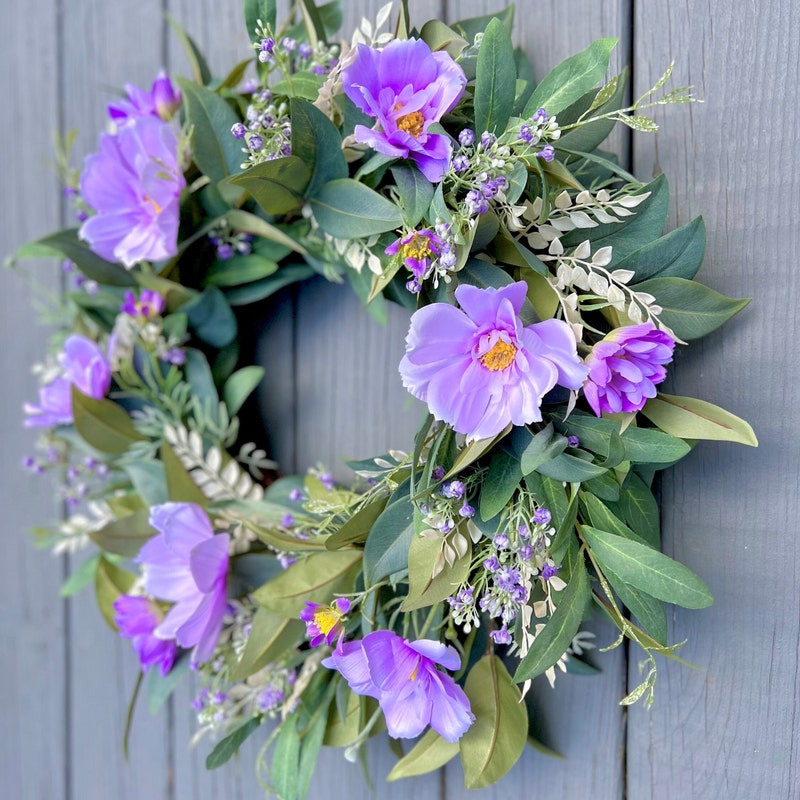 Purple Flower Wreath - Etsy