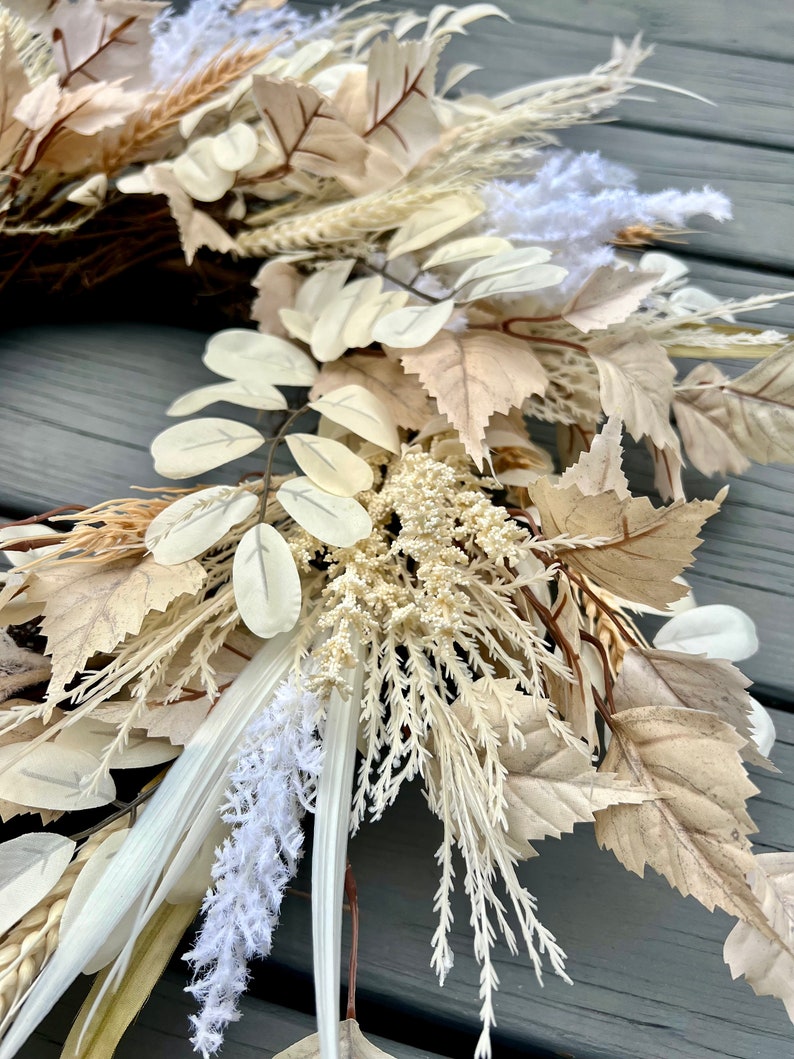 Neutral Fall Boho Style Wreath for Front Door Autumn Beige - Etsy
