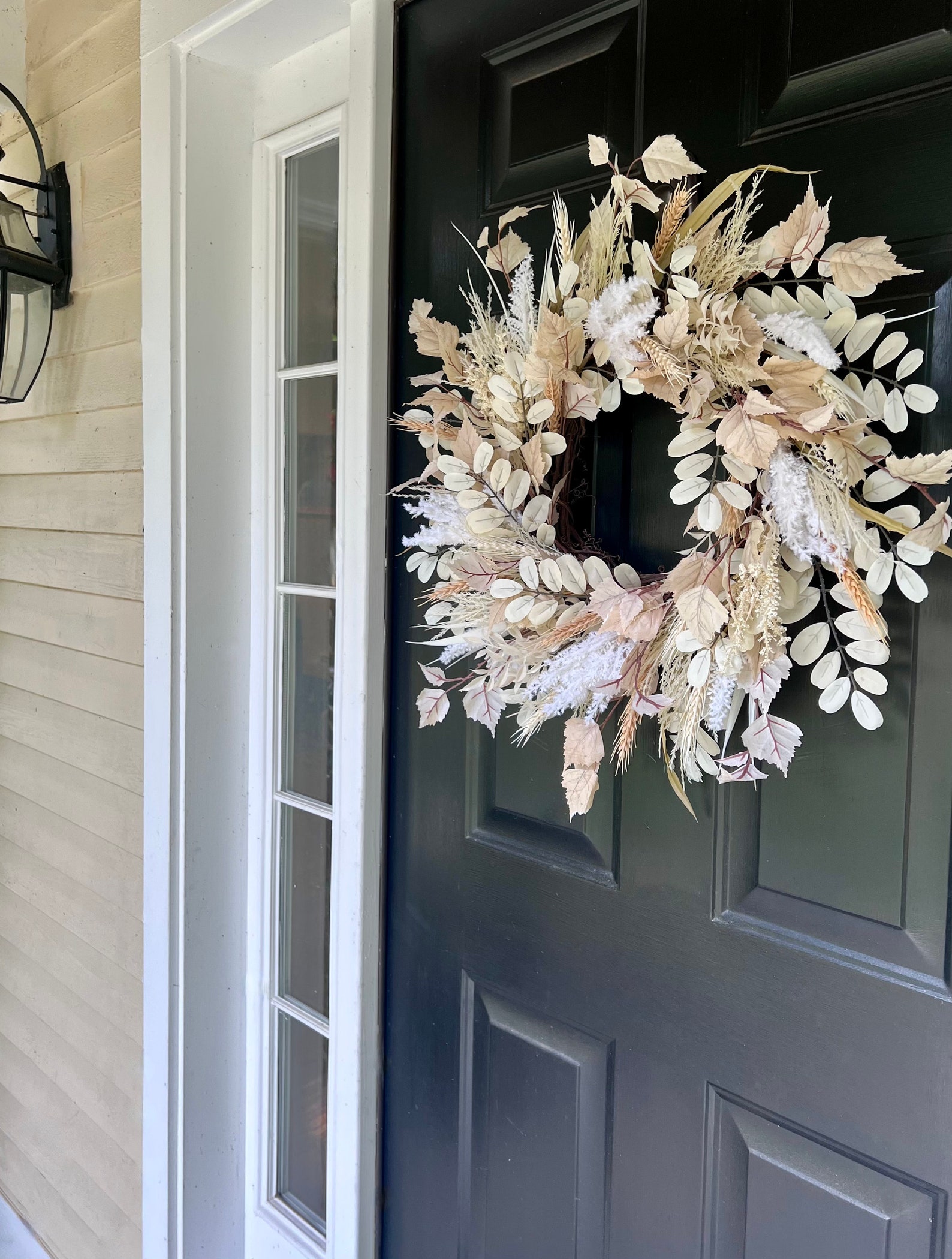 Neutral Fall Boho Style Wreath for Front Door Autumn Beige - Etsy