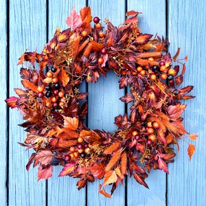 Rust Brown Fall Foliage Wreath for Front Door, XL Fall Wreath With ...