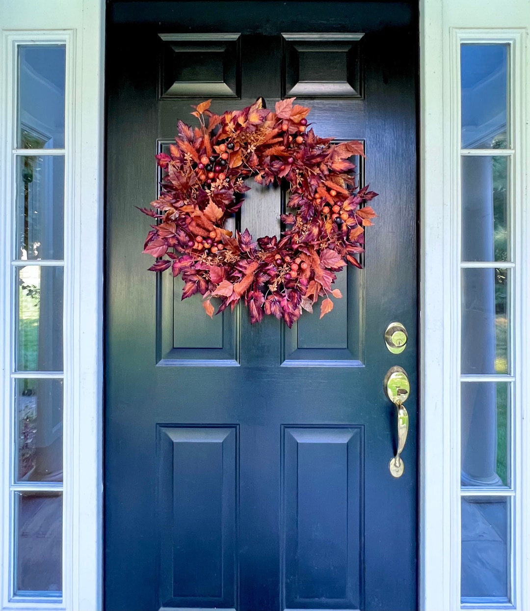 Rust Brown Fall Foliage Wreath for Front Door XL Fall Wreath - Etsy