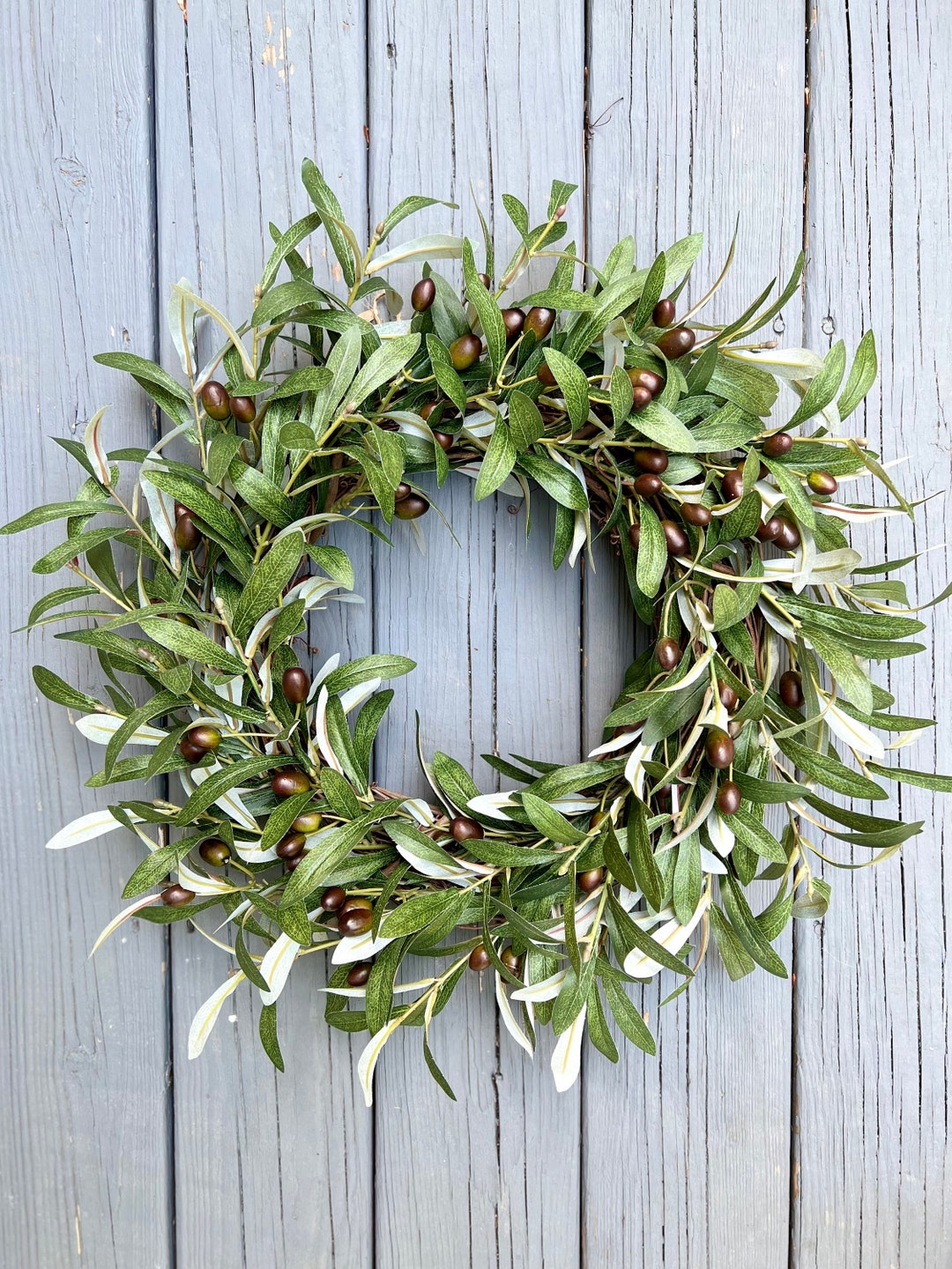 Olive Branch Wreath for Front Door, Year Round Greenery Wreath, Classic ...