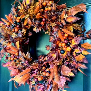 Rust Brown Fall Foliage Wreath for Front Door, XL Fall Wreath With ...