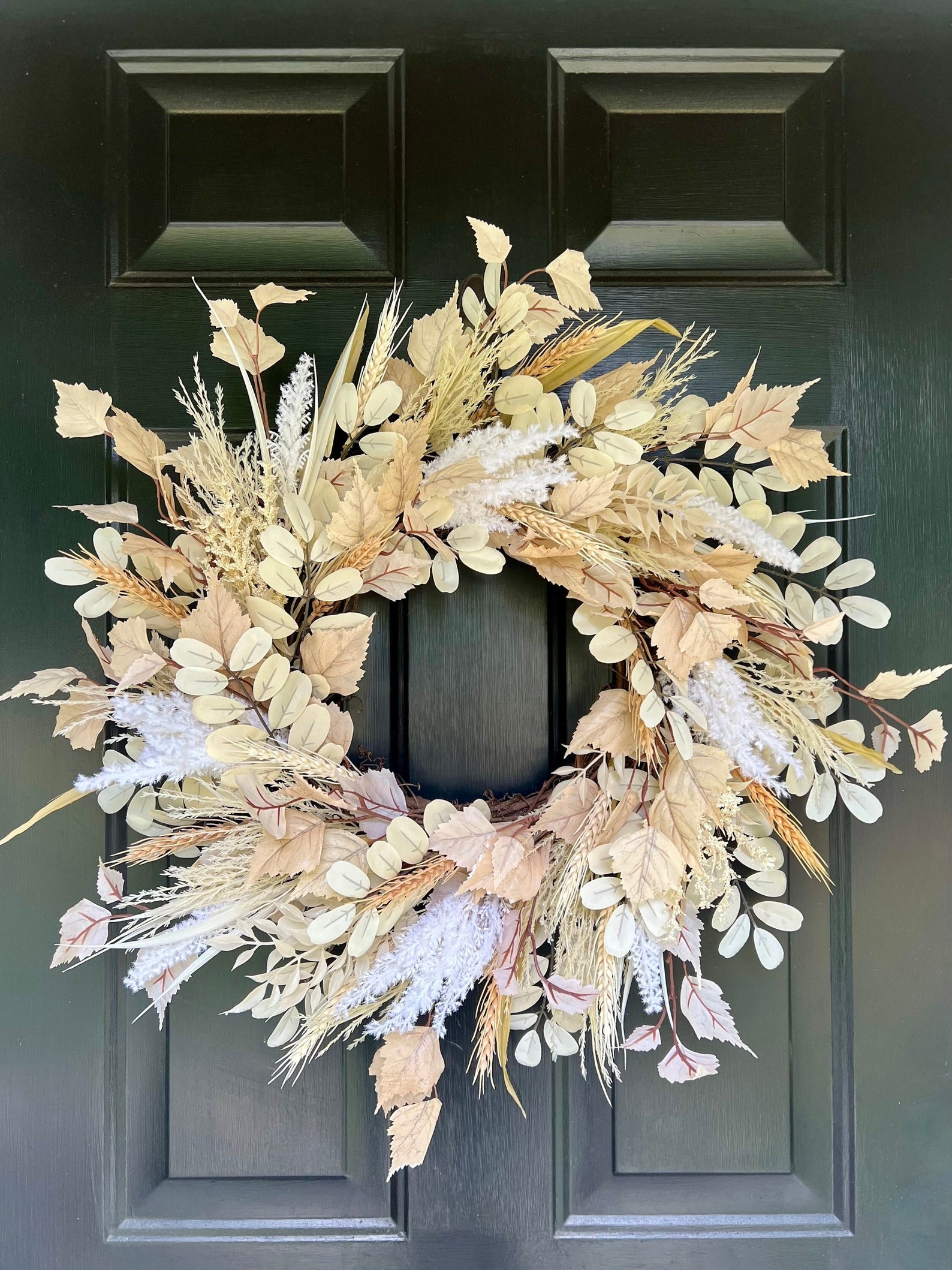 Neutral Fall Boho Style Wreath for Front Door Autumn Beige - Etsy